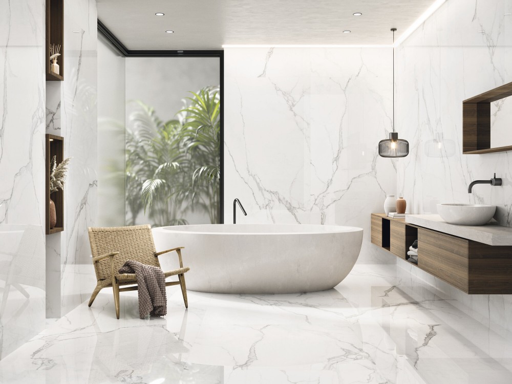 Carrelage Sol / Mur Imitation Marbre Blanc Marble : instahouse.fr votre ...